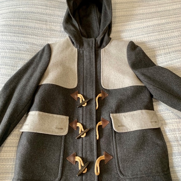 J. Crew | Jackets & Coats | Jcrew Toggle Grey Colorblock Wool Duffle ...